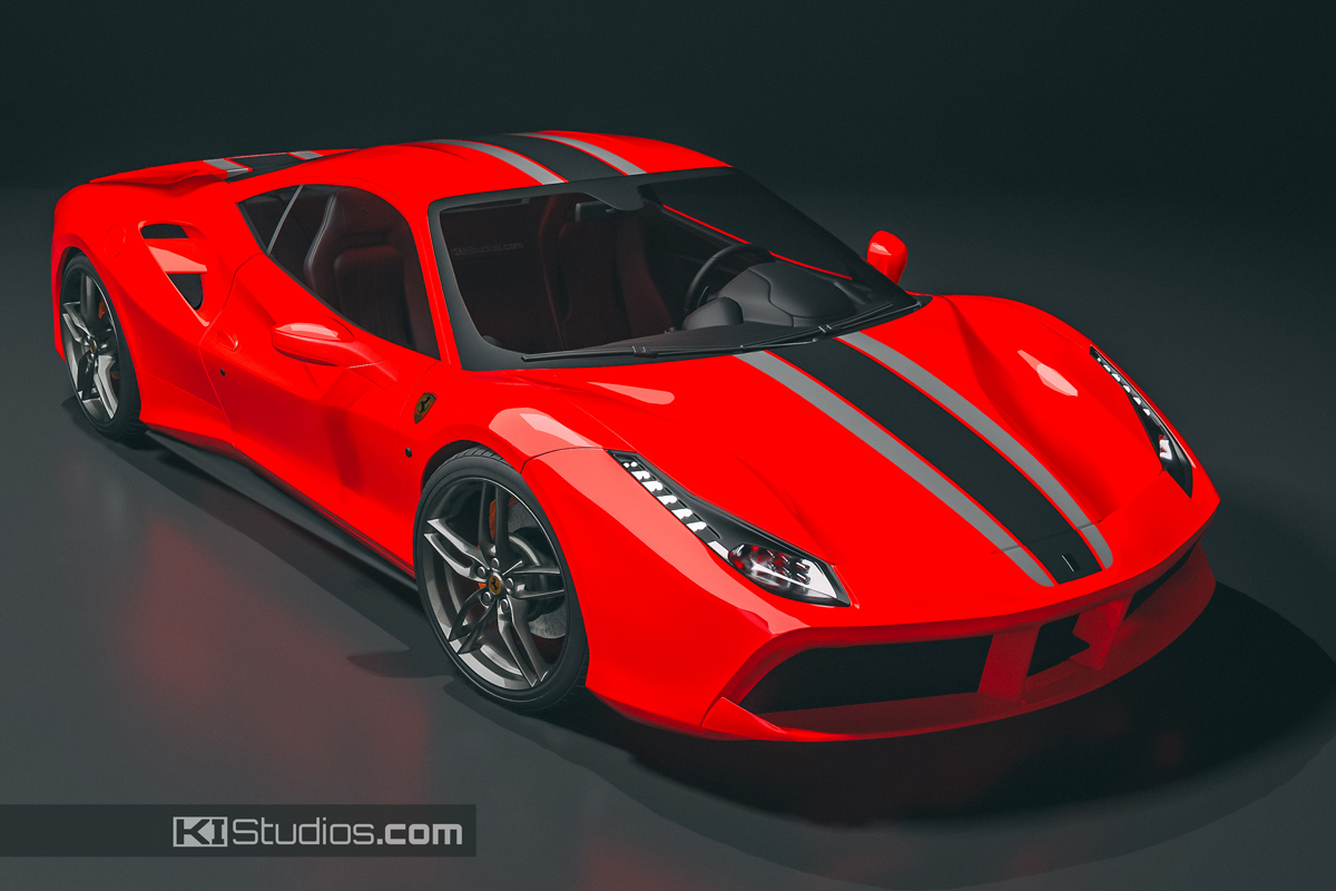 KI Studios Ferrari 488 GTB F12 TDF Style Top Stripes
