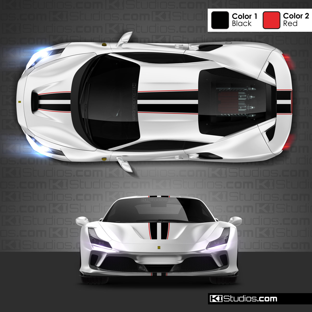 KI Studios Top Dual Color Stripes for the Ferrari F8 Tributo