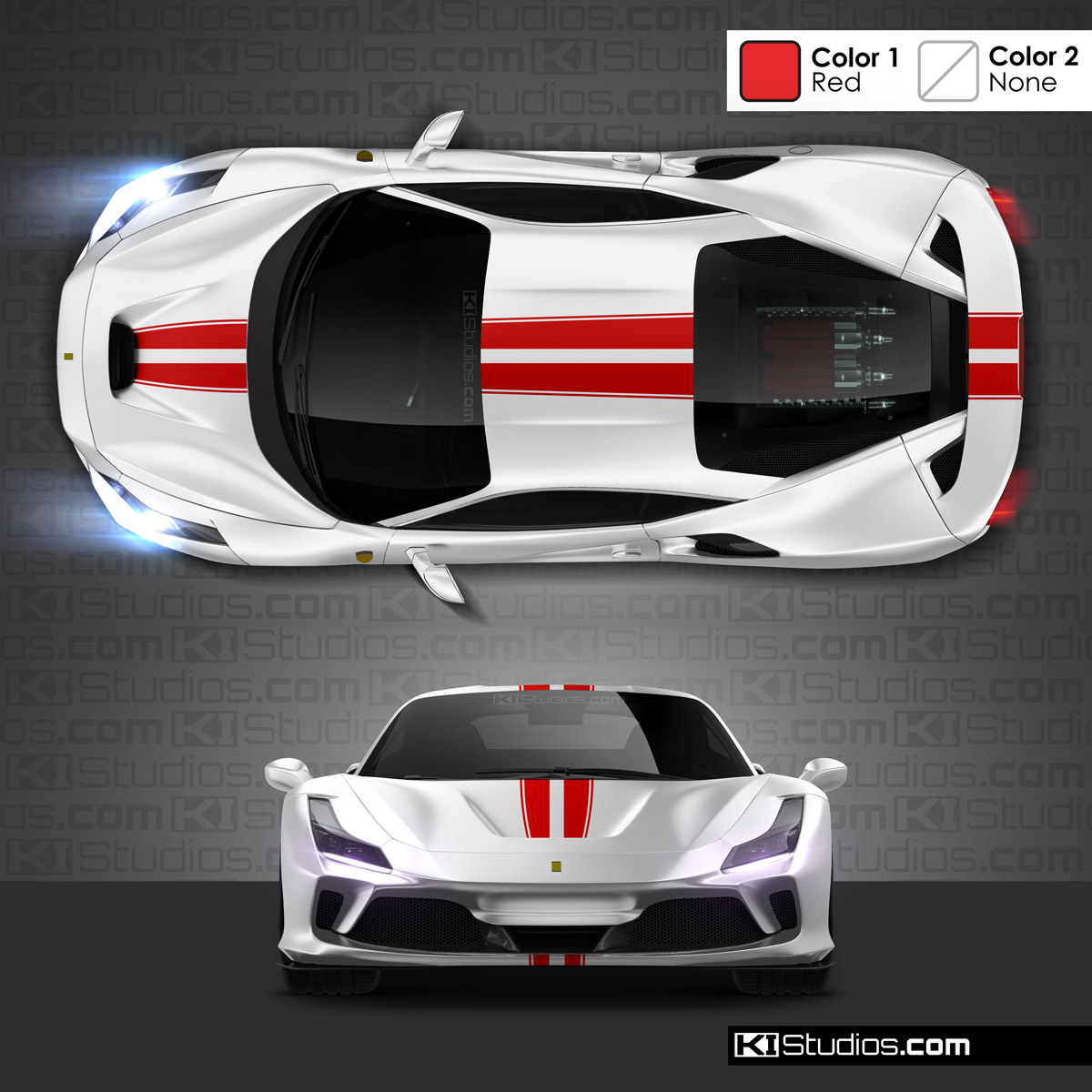 KI Studios Top Dual Color Stripes for the Ferrari F8 Tributo